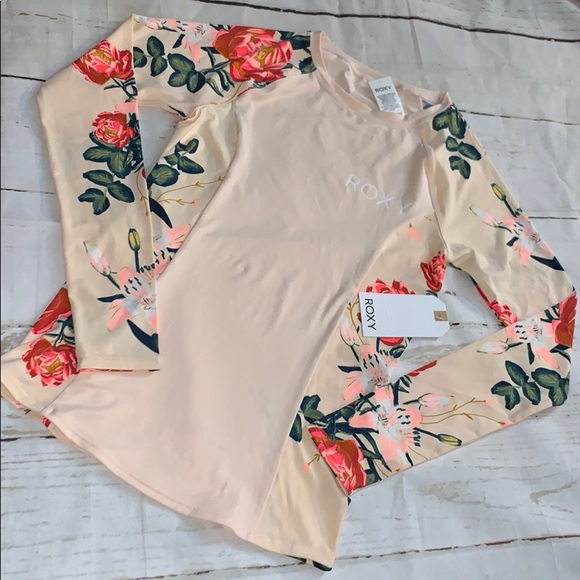 Roxy | Swim | Roxy Rash Guard Swim Shirt In Peach Roses | Poshmark